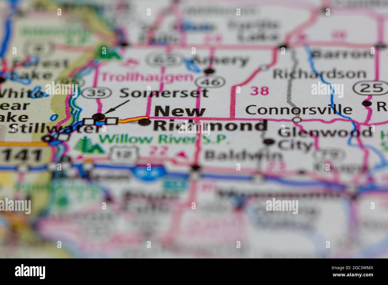 New Richmond Wisconsin USA shown on a road map or Geography map Stock ...