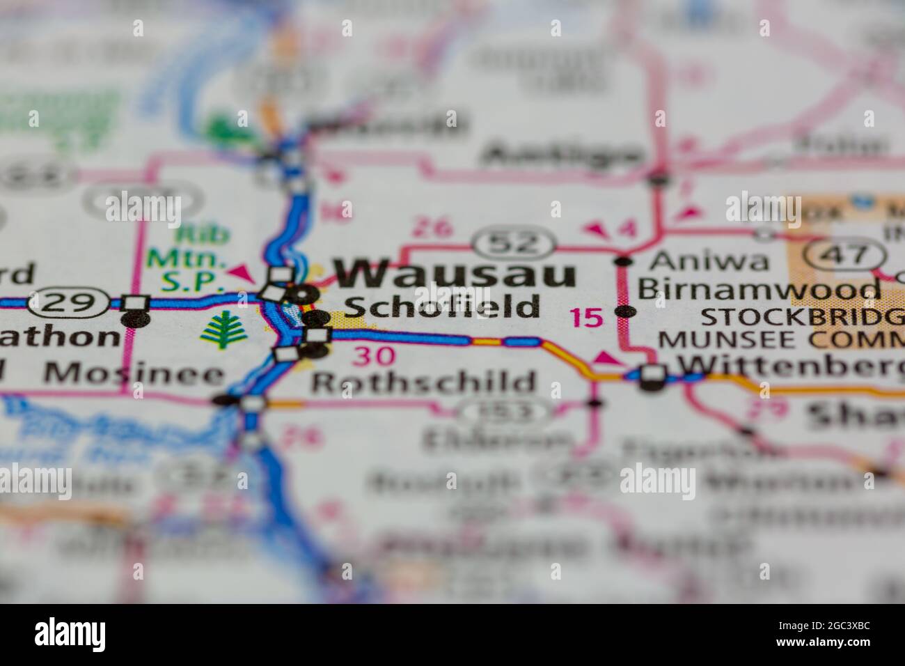 Schofield Wisconsin USA shown on a road map or Geography map Stock ...