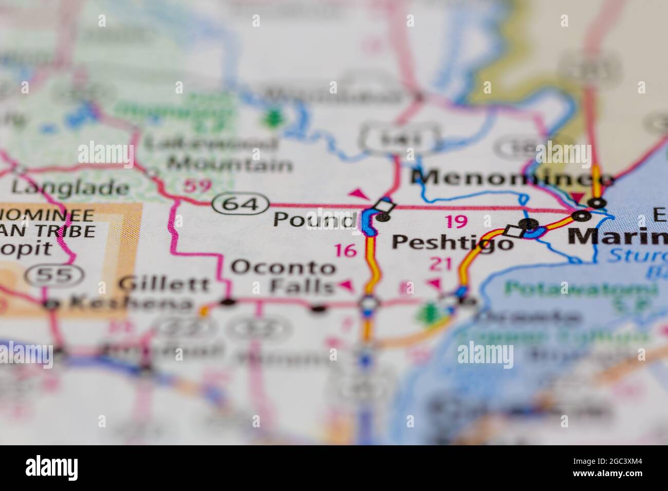 Map of pound wisconsin hi-res stock photography and images - Alamy