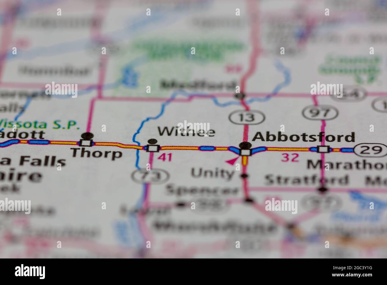 Withee Wisconsin USA shown on a road map or Geography map Stock Photo ...