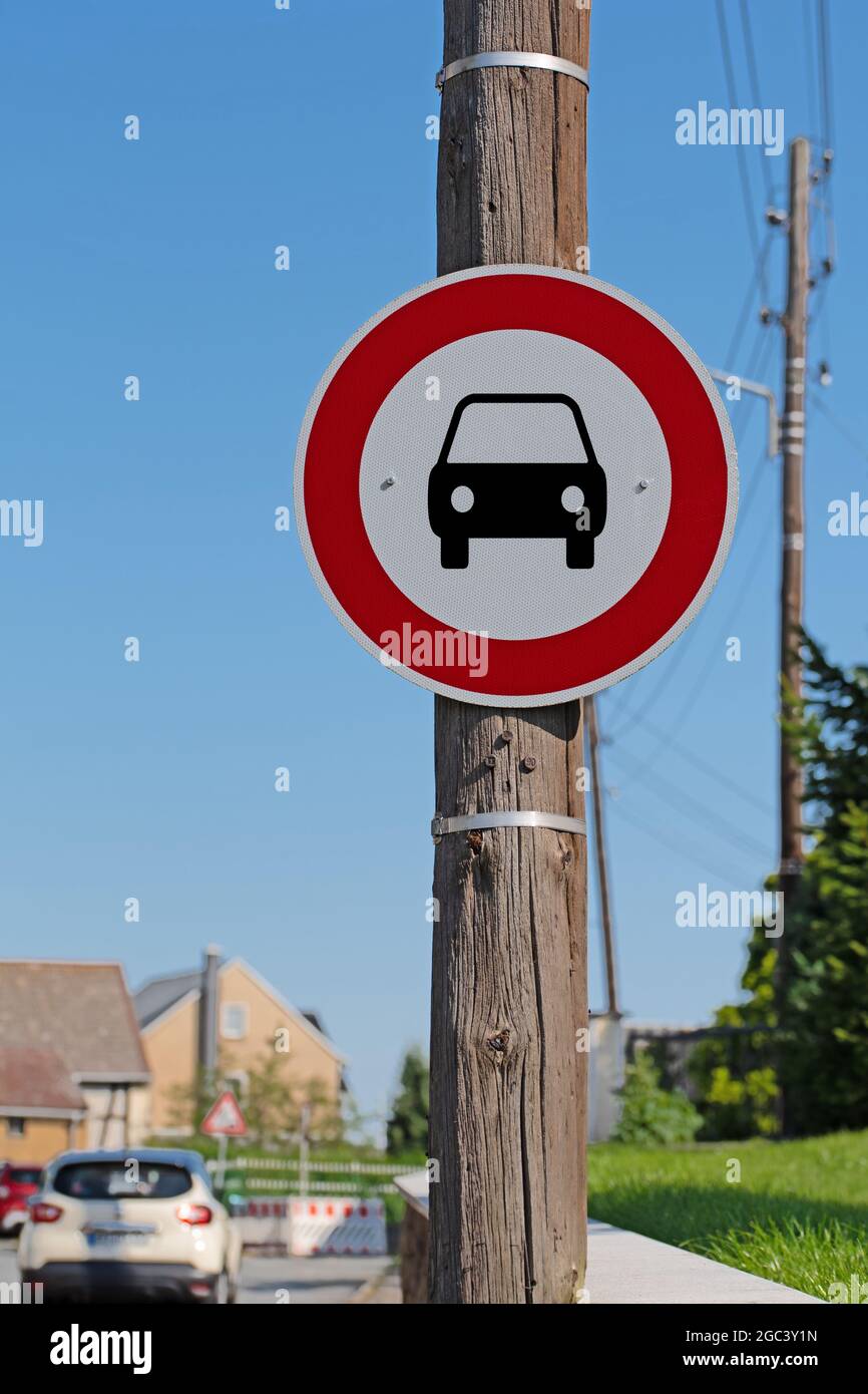 Traffic sign no passage for motor vehicles Stock Photo - Alamy