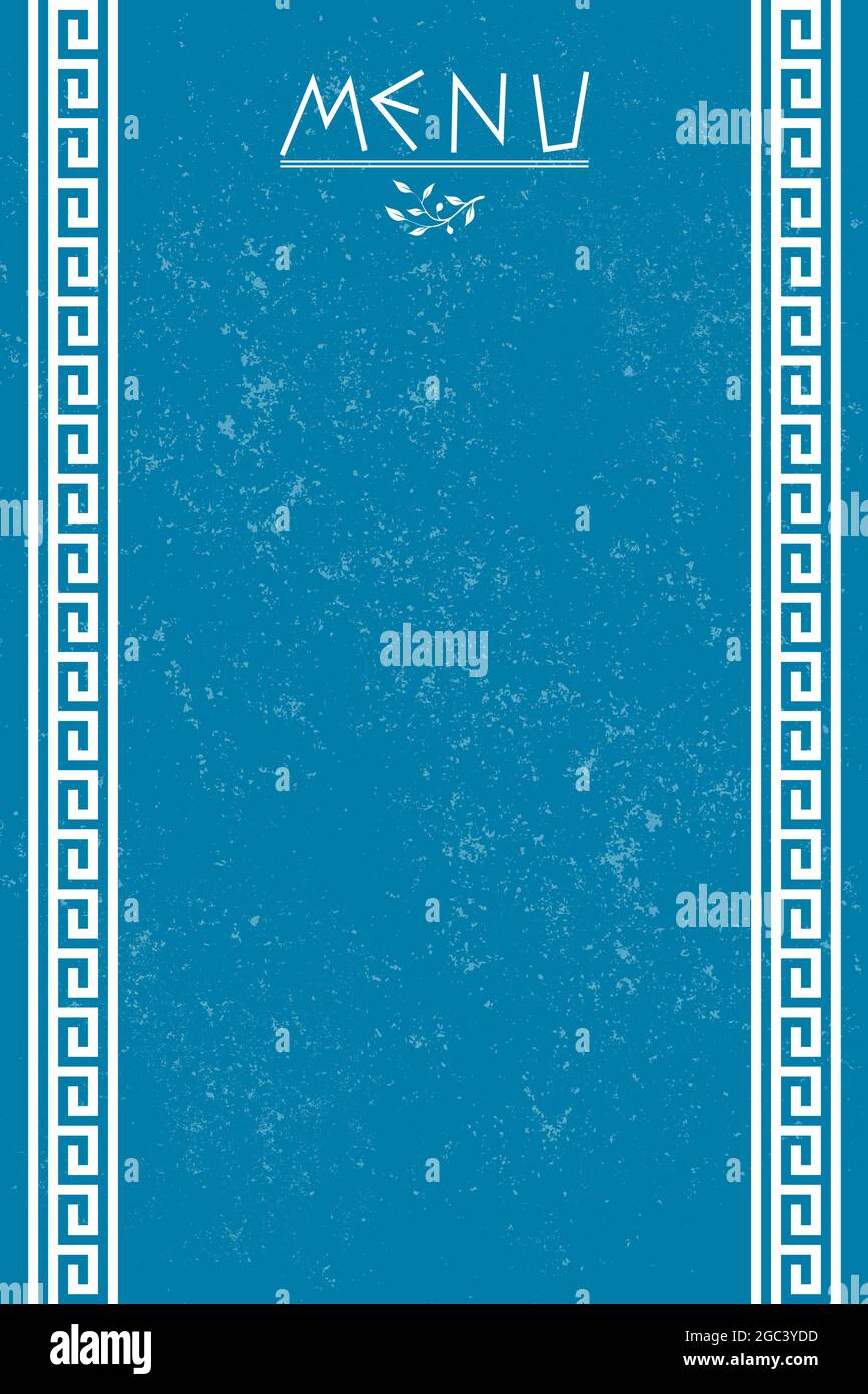 Greek style frame for restaurant menu with ornament and gunge ...