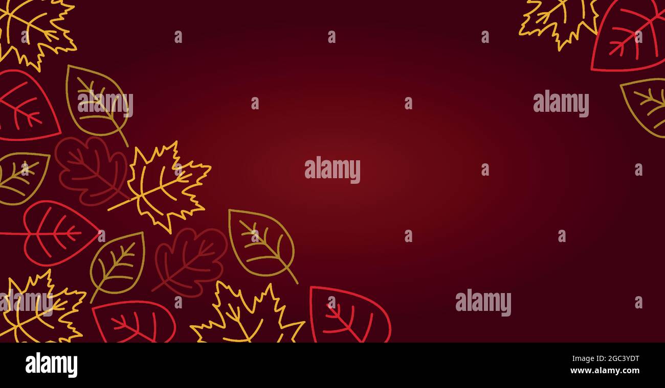 Red background with many autumn foliage - Vector illustration Stock ...