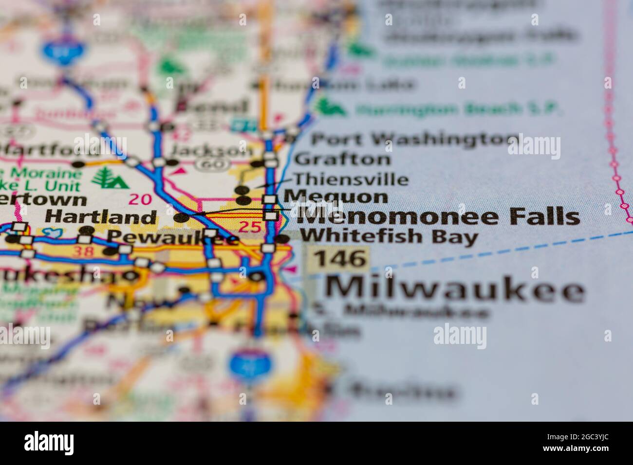 Map of monomonee falls hi-res stock photography and images - Alamy