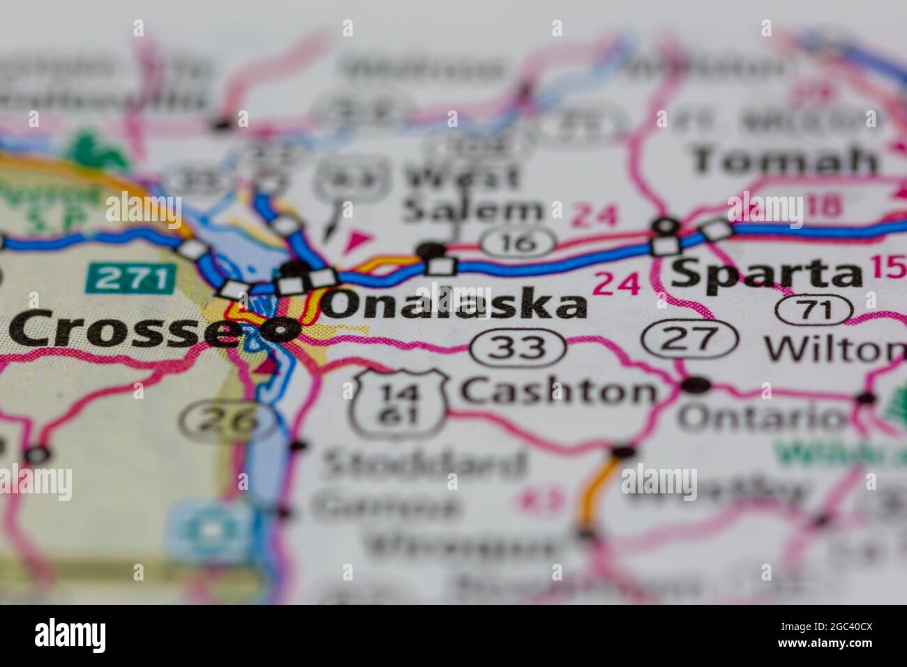 Onalaska Wisconsin USA shown on a road map or Geography map Stock Photo ...
