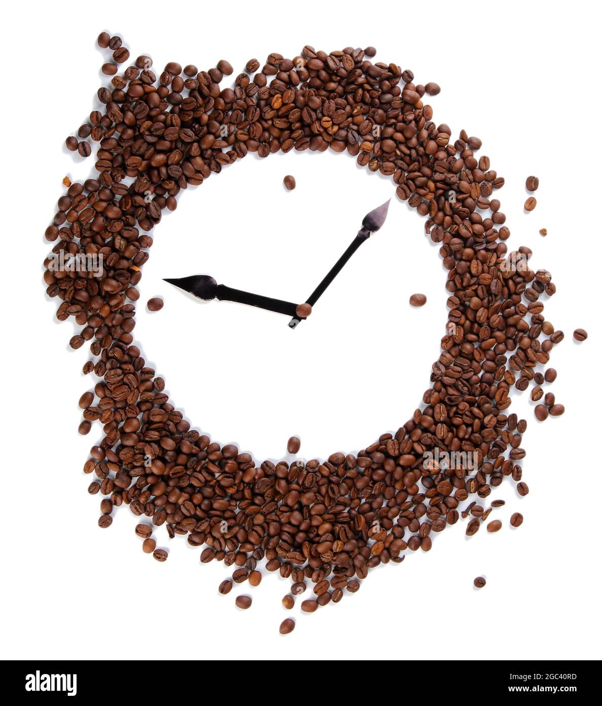 Wall clock of coffee beans isolated on white Stock Photo - Alamy