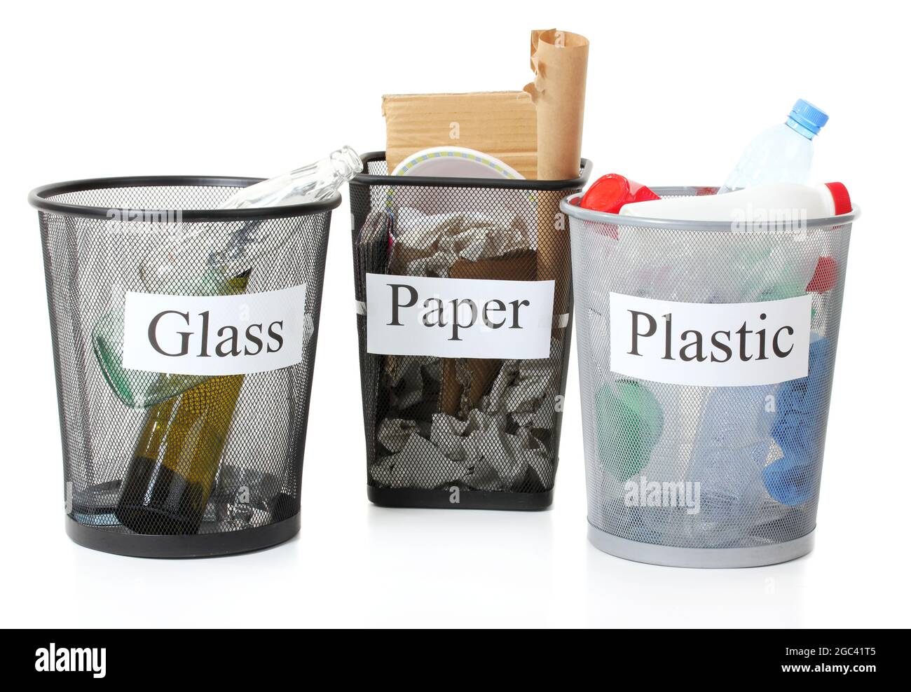 Three buckets of assorted debris isolated on white Stock Photo - Alamy