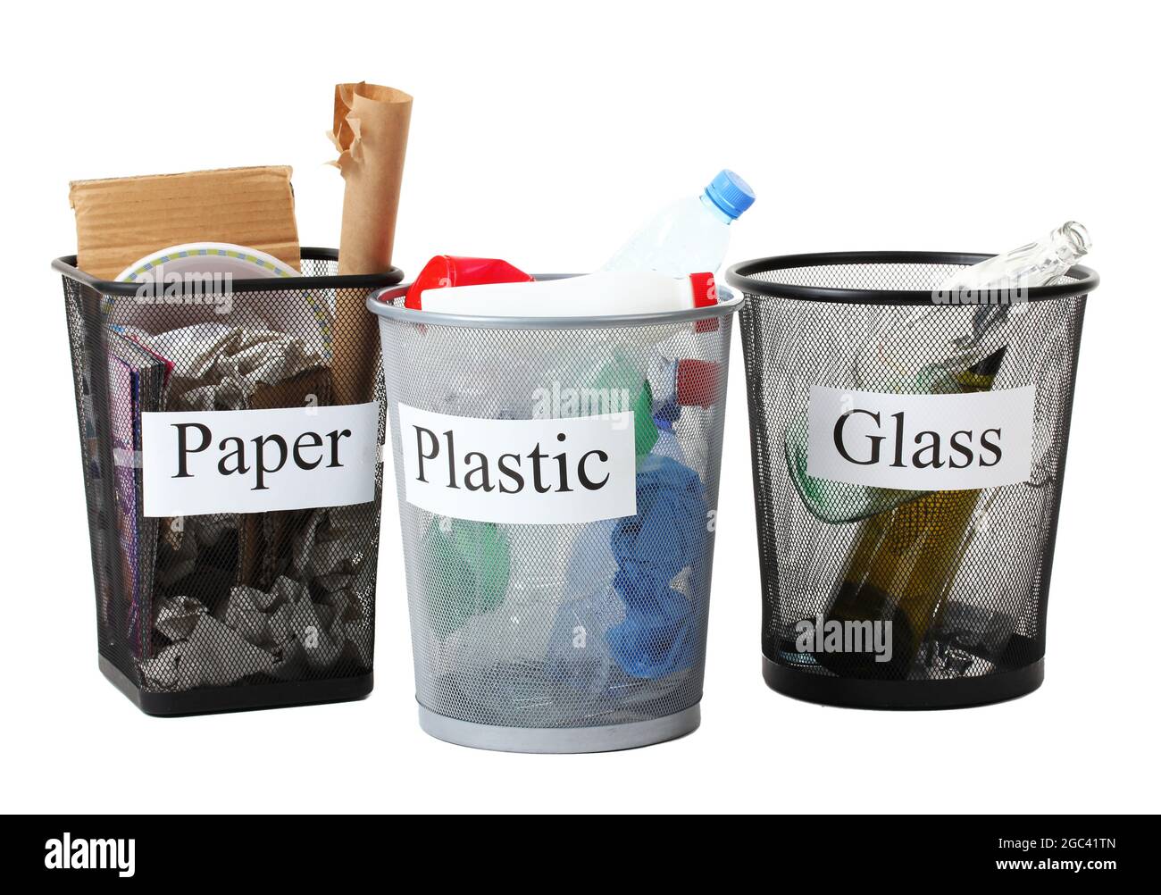 Three buckets of assorted debris isolated on white Stock Photo - Alamy