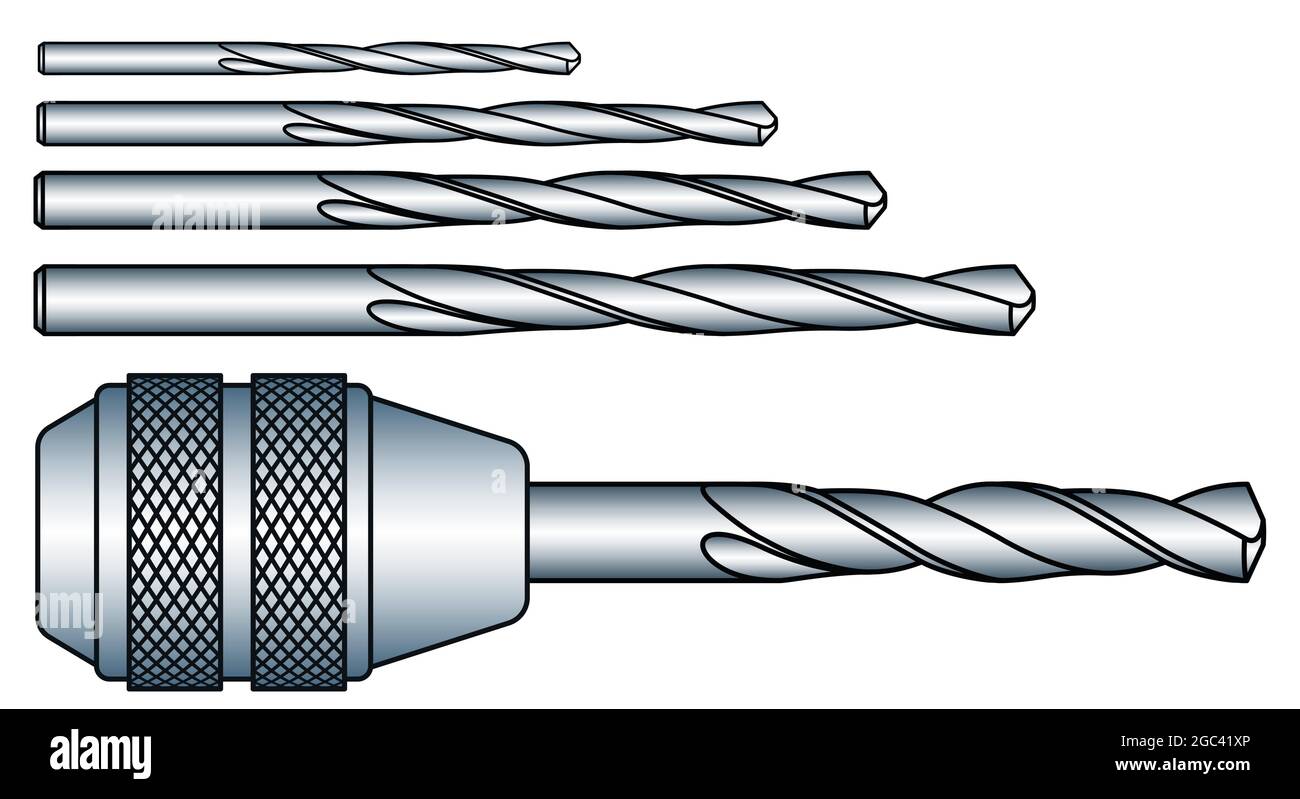 Illustration of the chuck with drill set Stock Vector Image & Art - Alamy