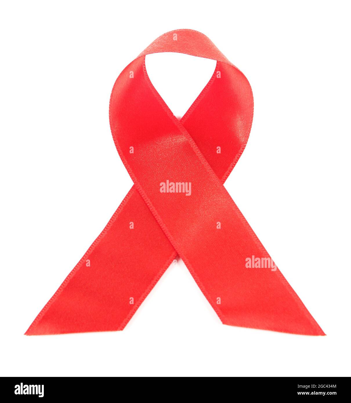 Red ribbon HIV, AIDS isolated on white Stock Photo - Alamy
