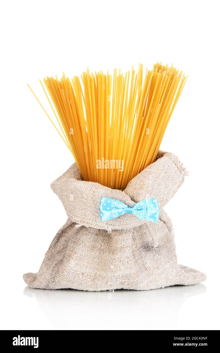 Pasta in bag isolated on white Stock Photo - Alamy