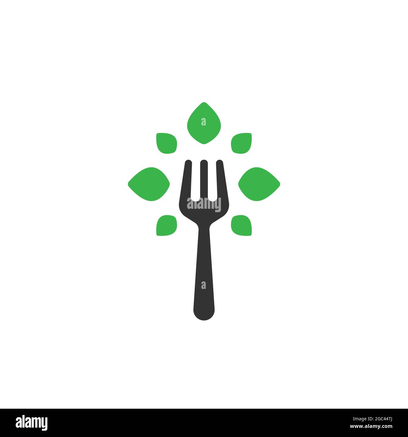 Vegetarian Fork Leaf Symbol. Leaf shape with a fork silhouette. Web ...