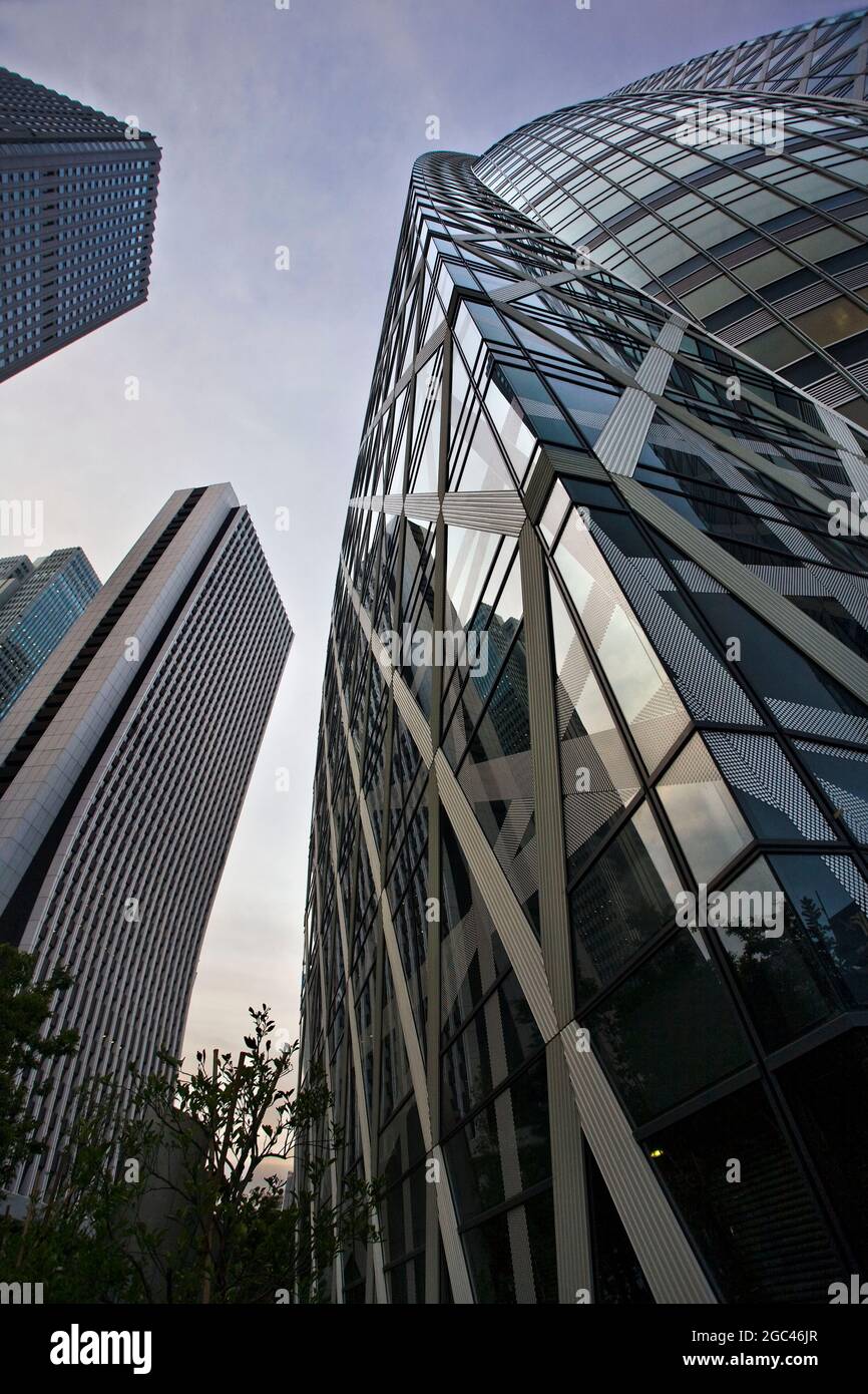 Architectural styles modern buildings dusk Shinjuku Tokyo Japan.tif ...
