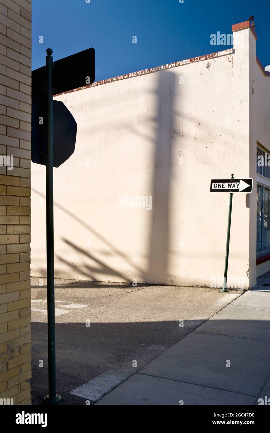 Traffic signs building V Stock Photo - Alamy