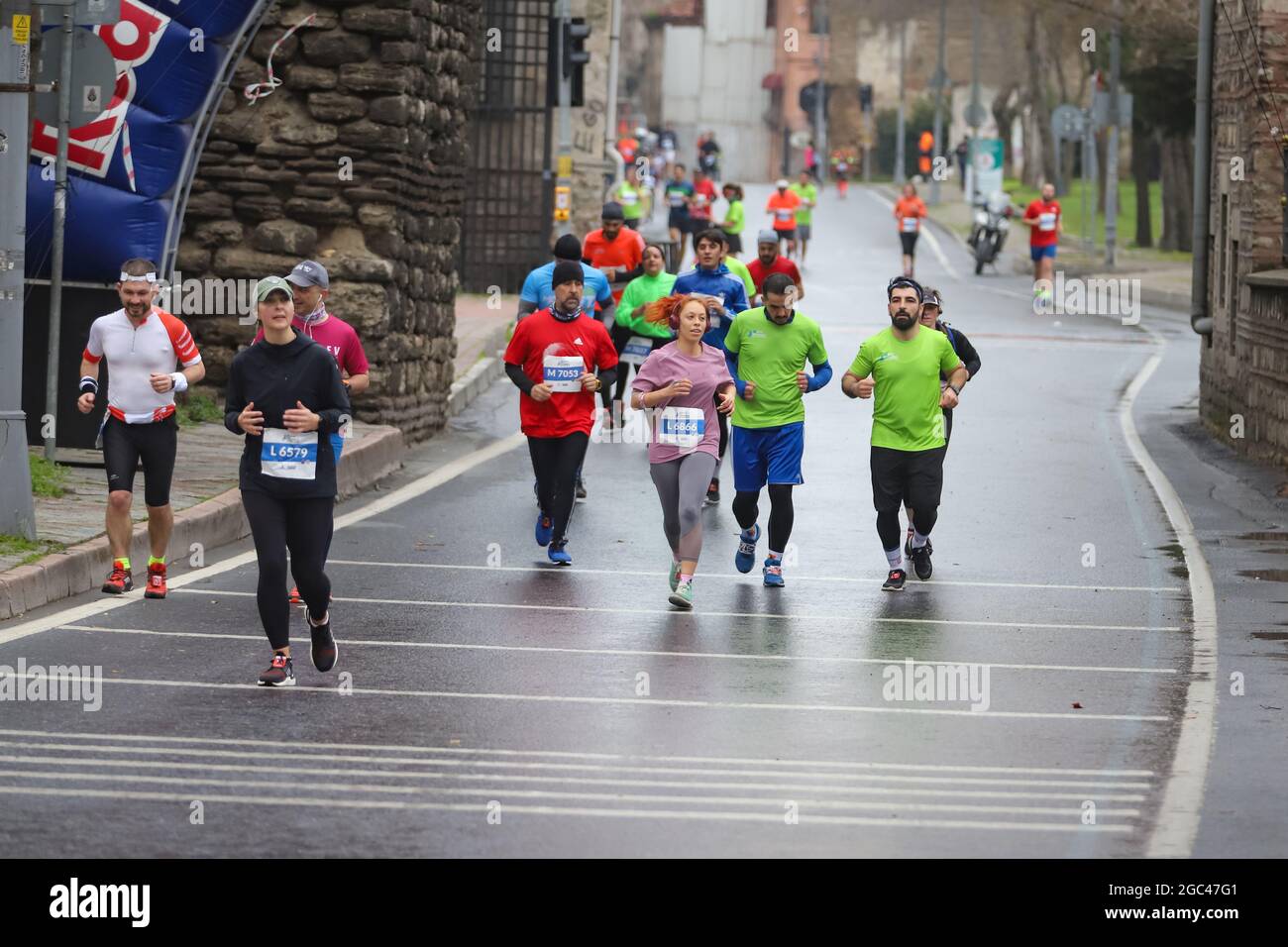 ISTANBUL, TURKEY - APRIL 04, 2021: Athletes running Istanbul Half ...
