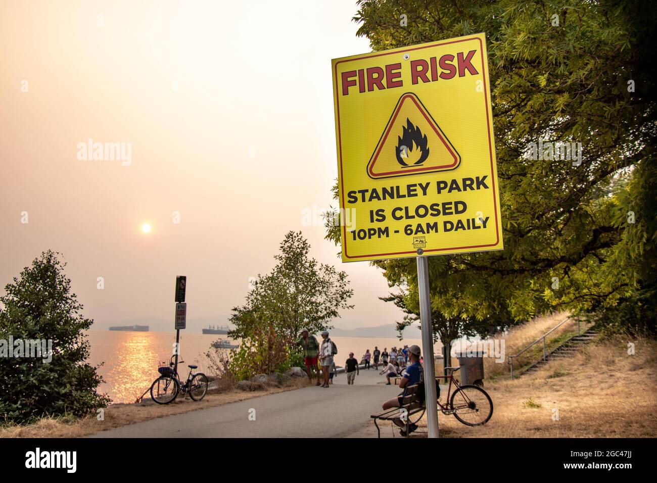 Vancouver, Canada - August 1,2021: View of sign Fire Risk, Stanley Park ...