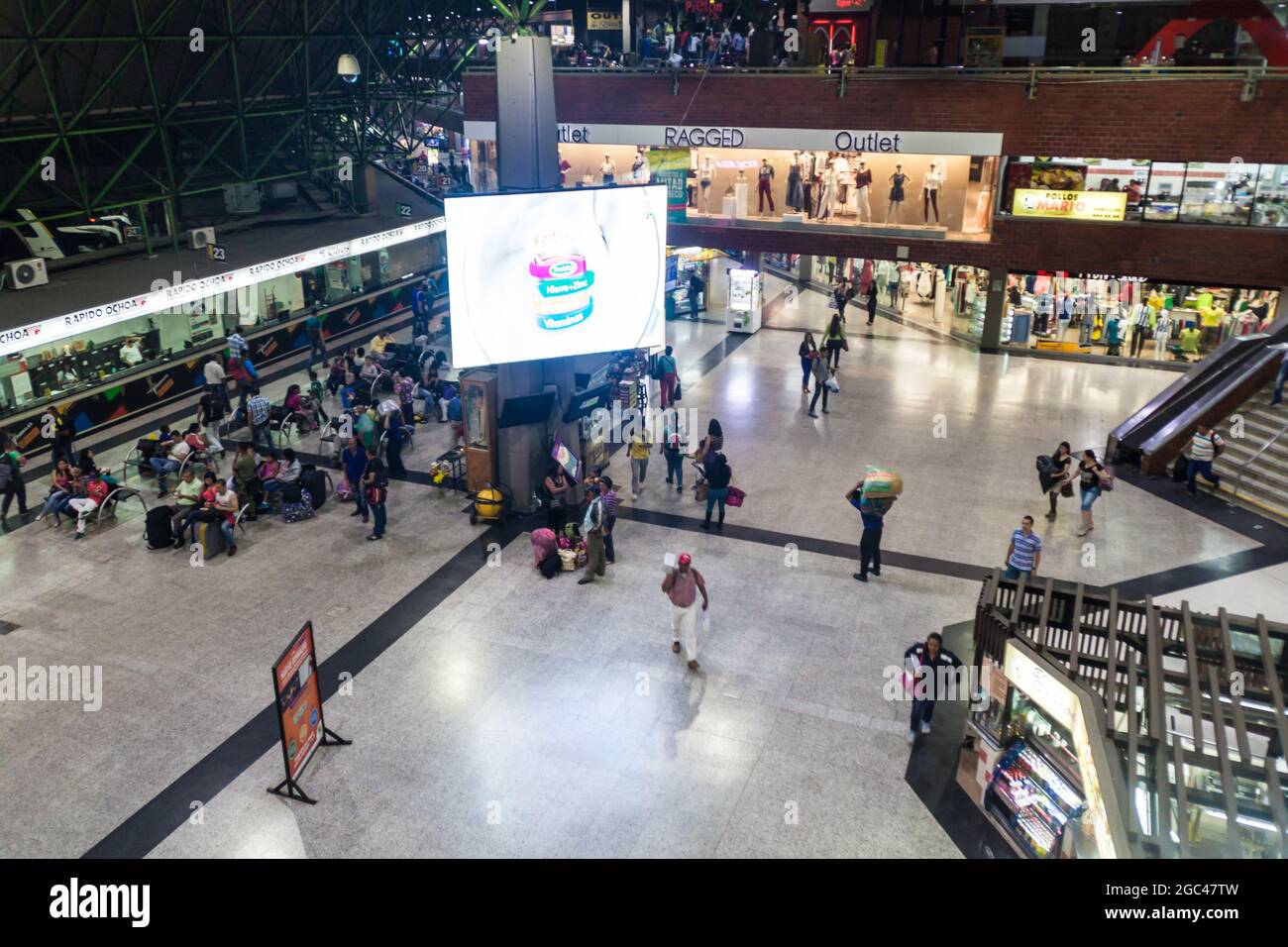 MEDELLIN, COLOMBIA - SEPTEMBER 2: Interior of Northern bus terminal of ...