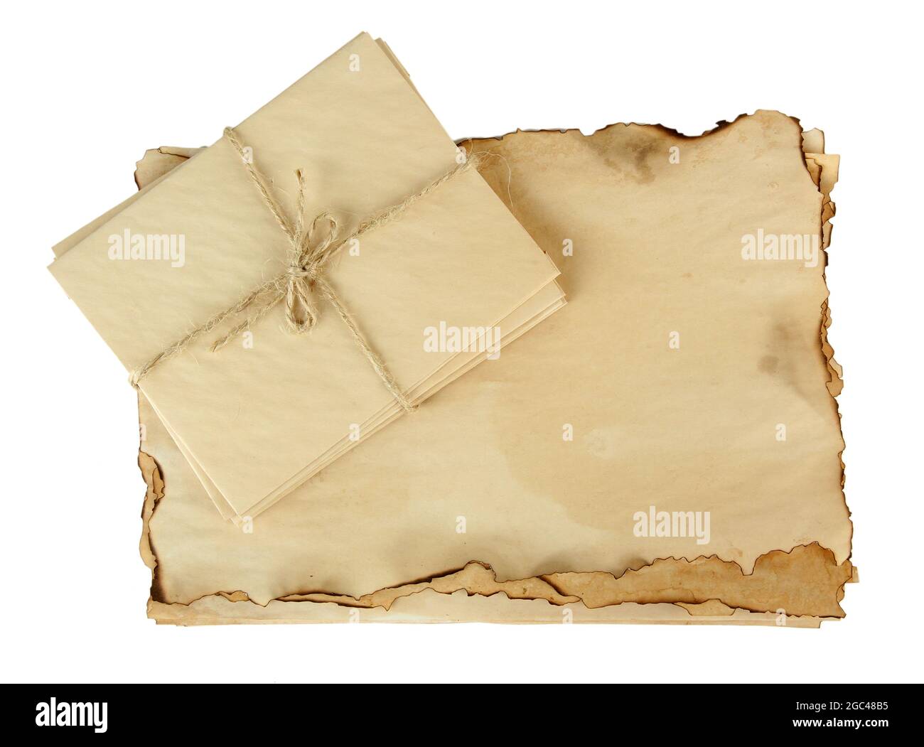 Old paper and letters isolated on white Stock Photo - Alamy