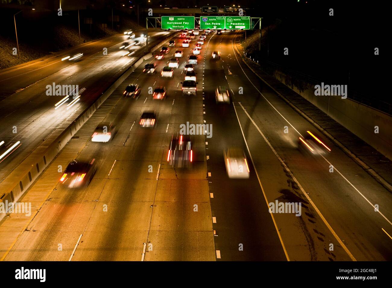 Traffic Interstate 5 Freeway downtown Los Angeles night Stock Photo - Alamy