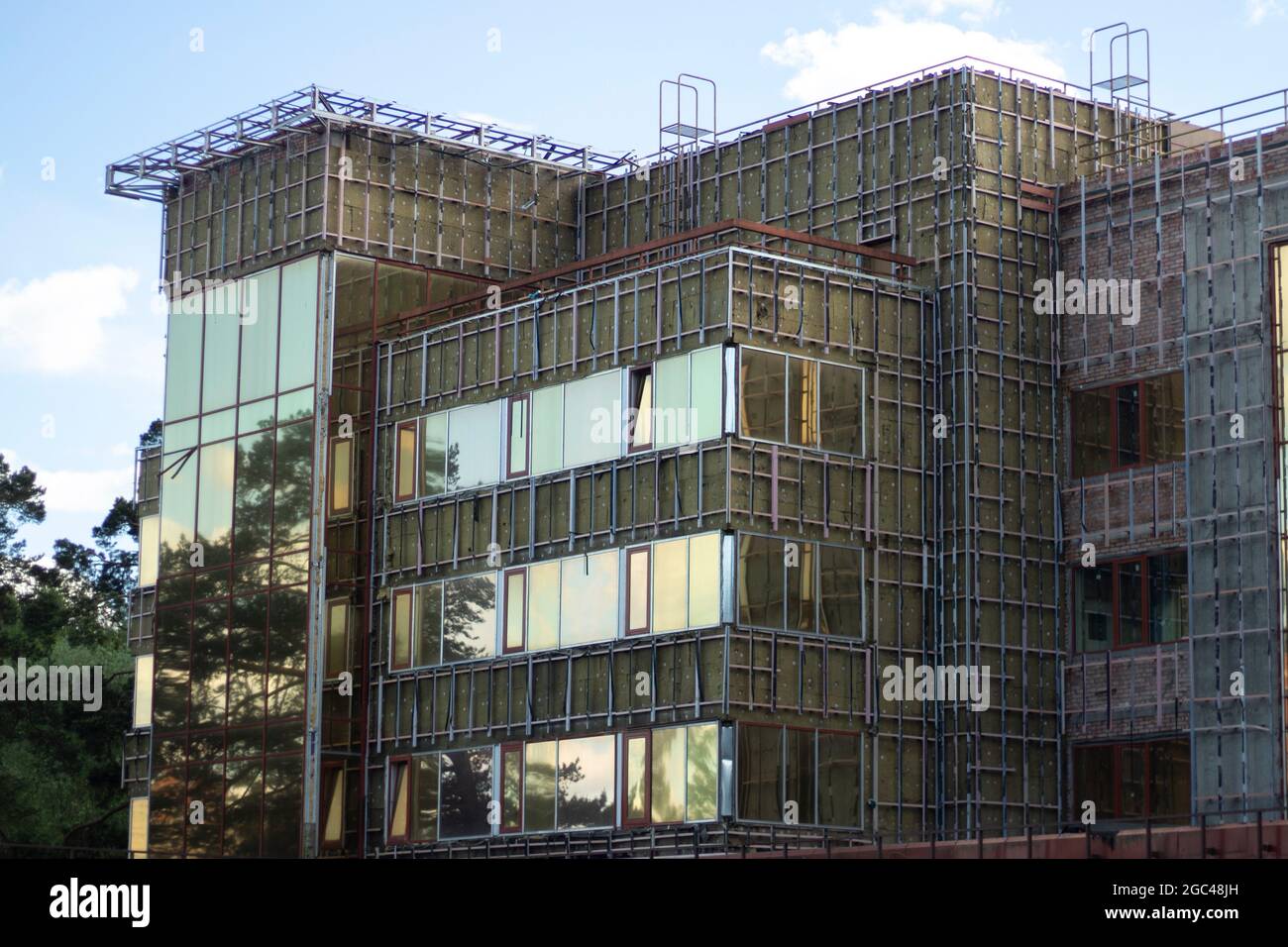An office building. Modern architecture. A building with large mirrored ...