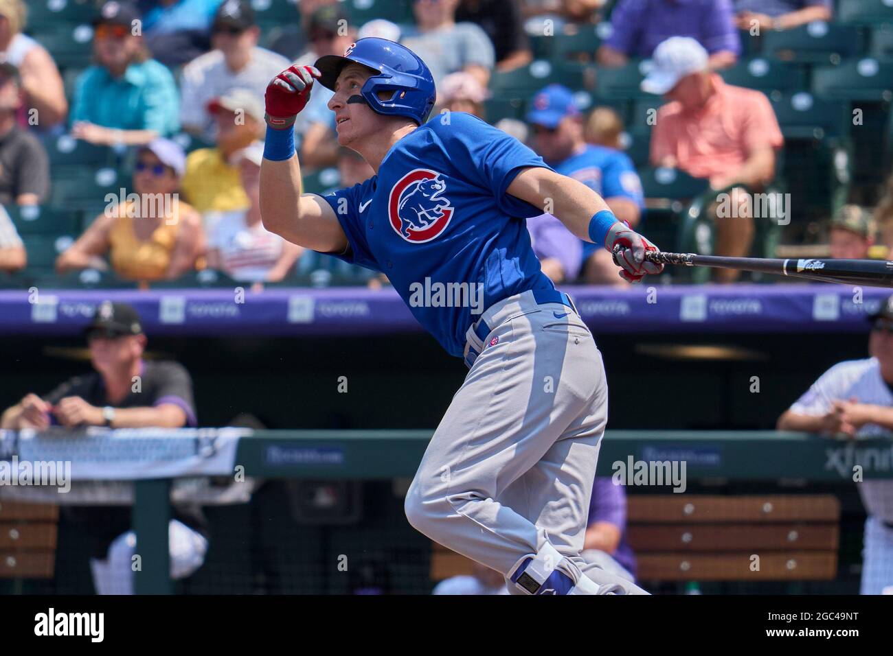 August 5 2021: Chicago Cubs Frank Schwindel (18) gets a hit during the ...