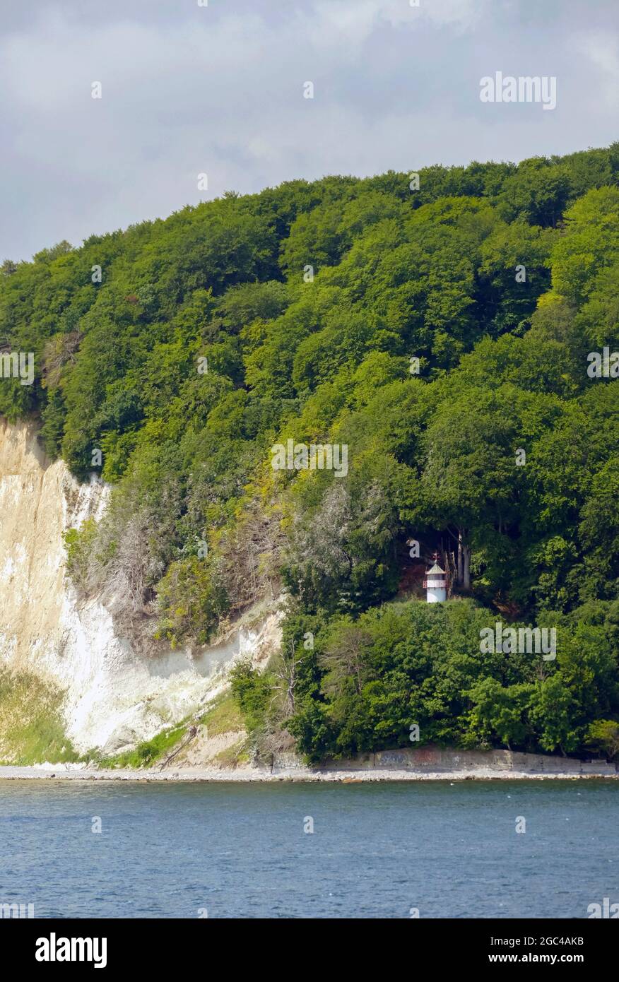 Sunny scenery around the chalk cliffs at island of Ruegen in Germany ...