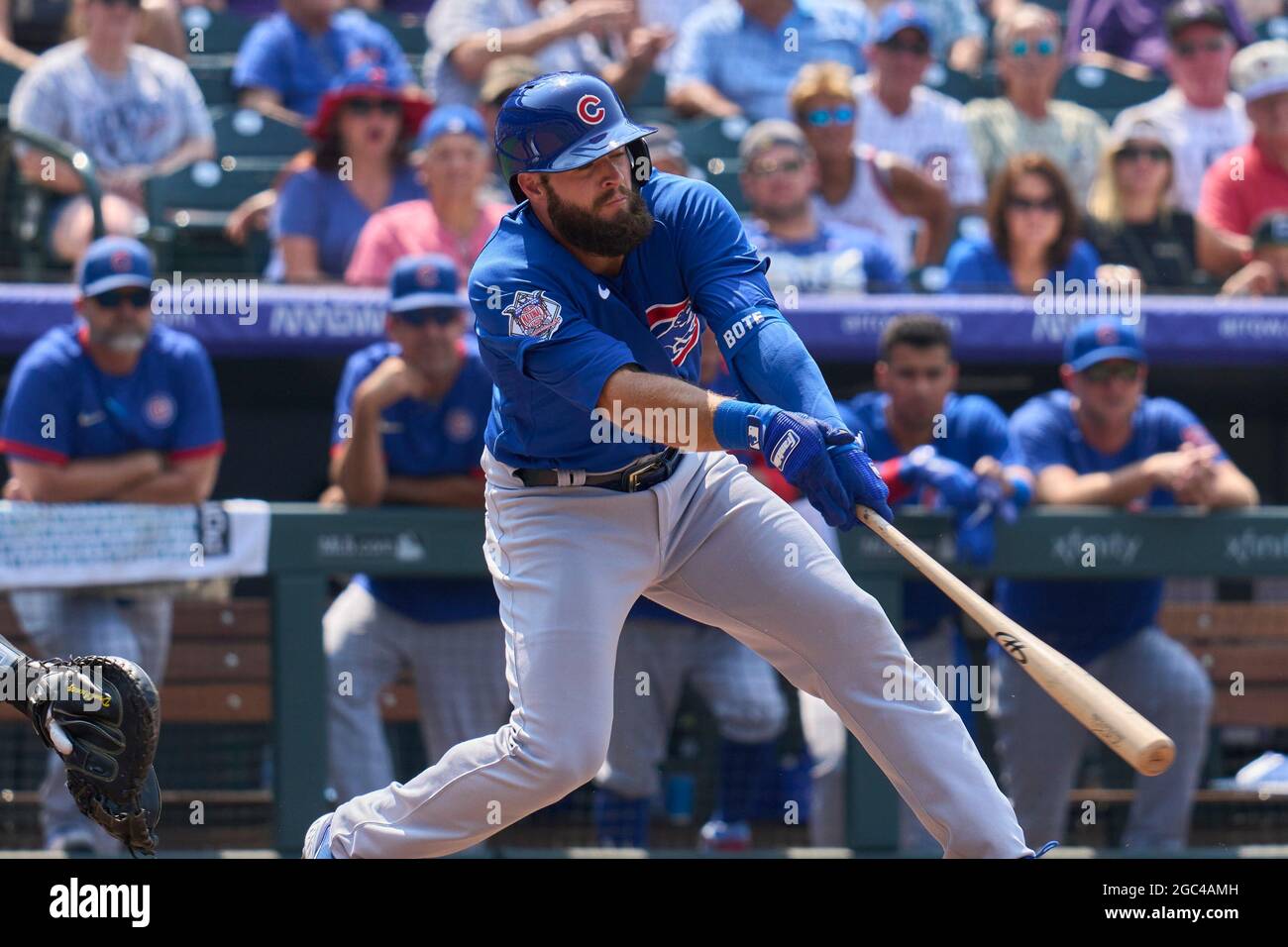 August 5 2021: Chicago Cus second baseman David Bote ((13) reaches out ...