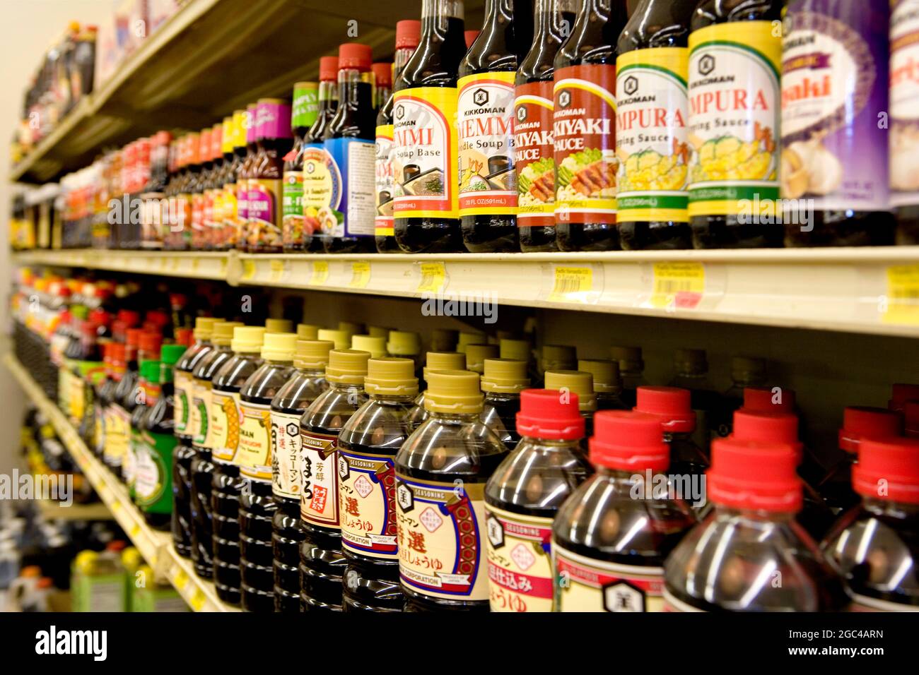 Japanese American market-soy sauce etc Stock Photo - Alamy