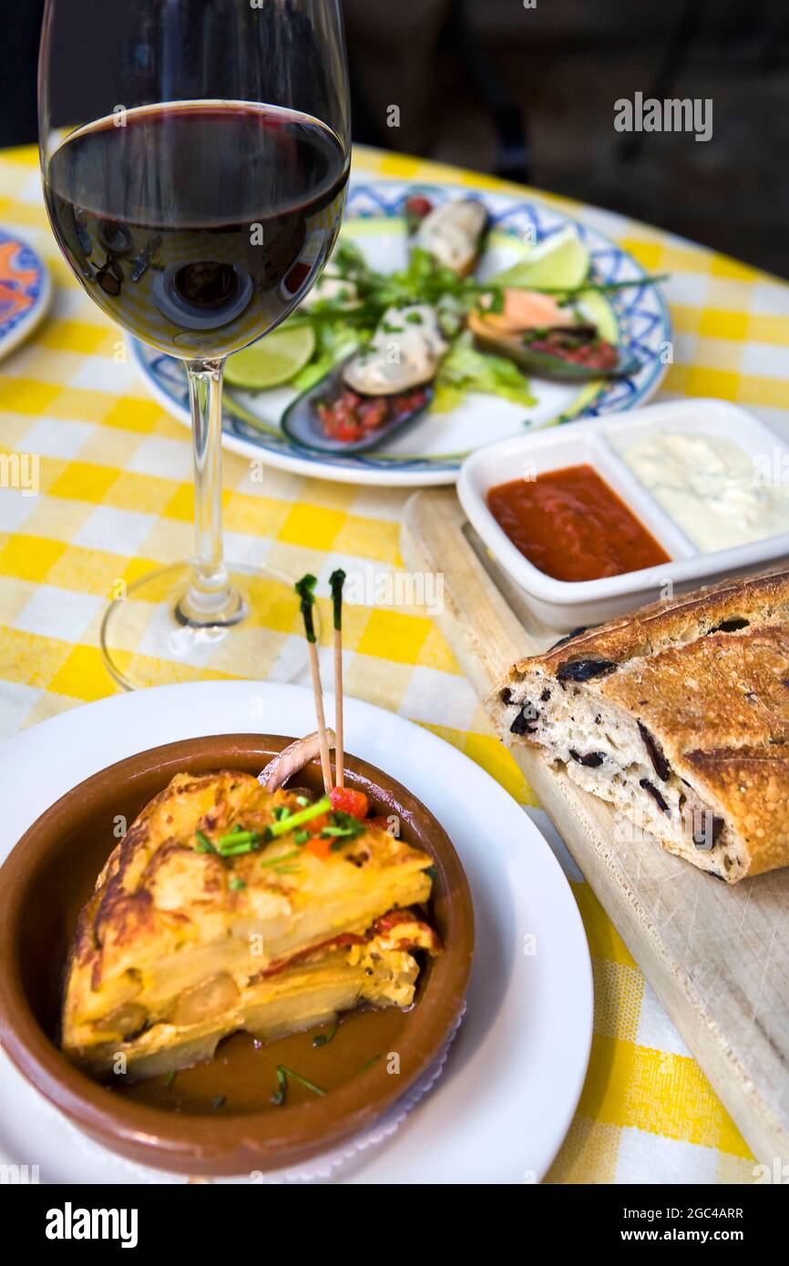 A delicious tapas meal at a Spanish restaurant Stock Photo - Alamy