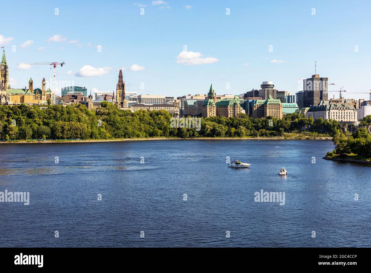 Ottawa, Canada - August 2, 2021: Parliament of Canada under renovation ...
