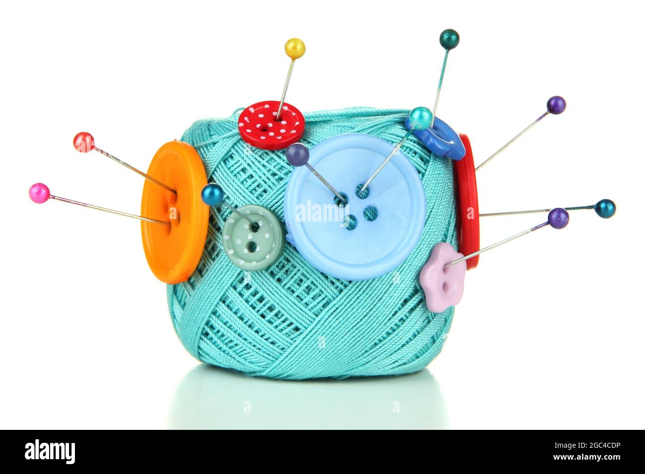 Colorful buttons and wool balls, isolated on white Stock Photo - Alamy