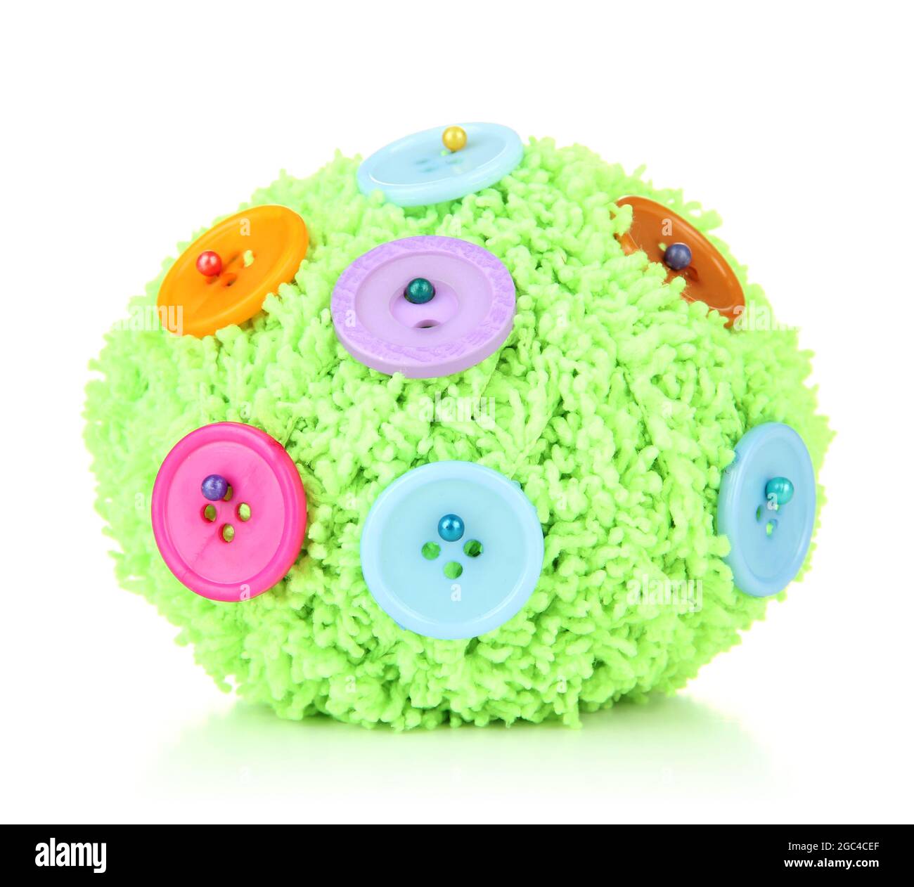 Colorful buttons and wool ball, isolated on white Stock Photo - Alamy