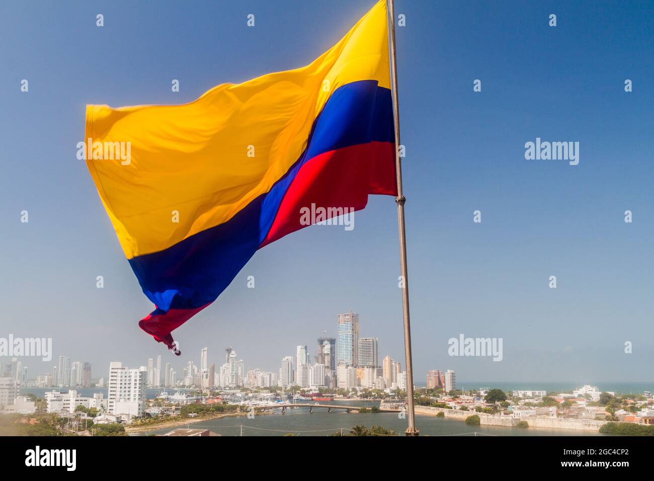 Colombian flag in Cartagena, Colombia Stock Photo - Alamy