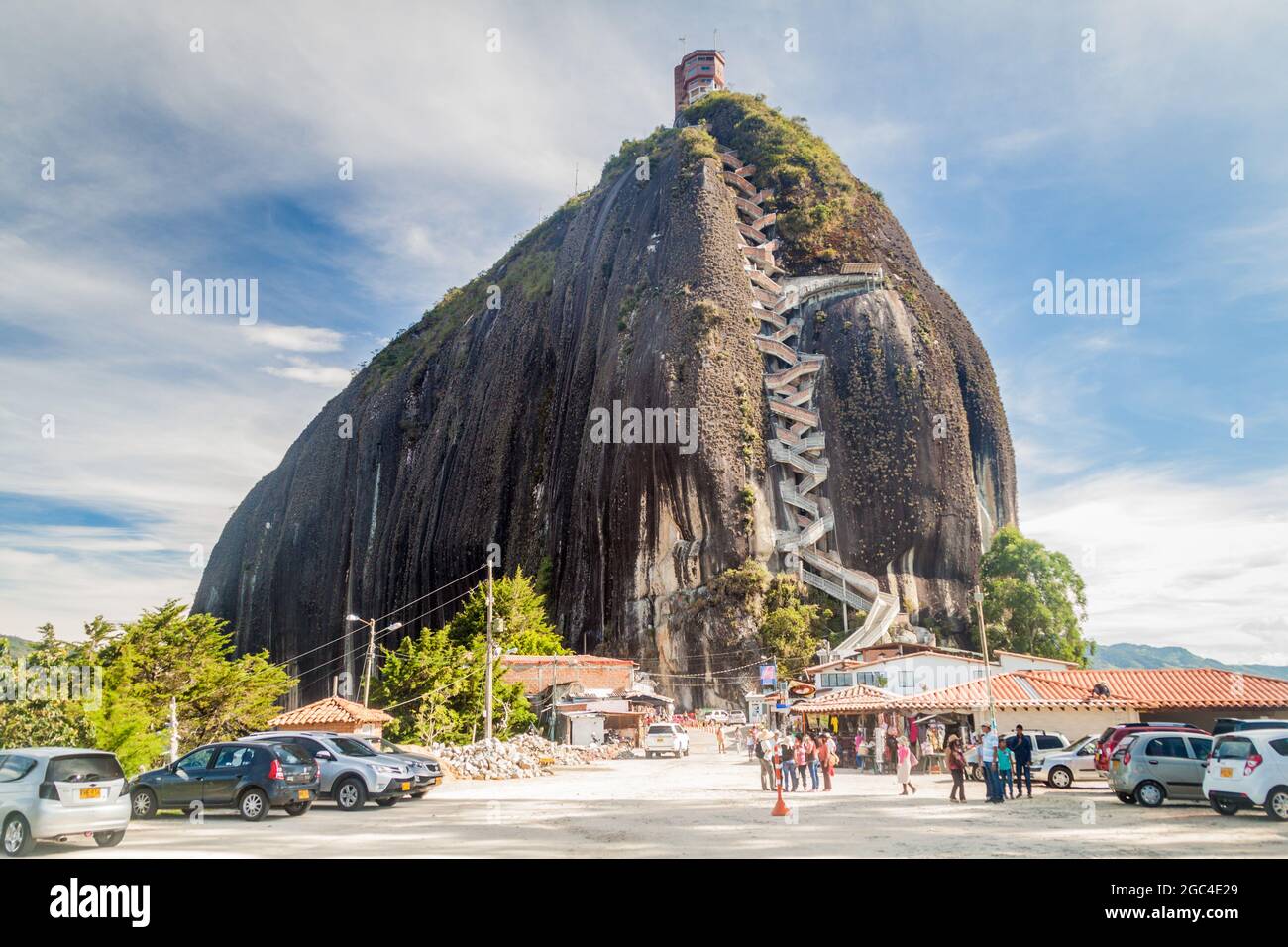 PIEDRA DE PENOL, COLOMBIA - SEPTEMBER 2, 2015: Steep steps rising up ...