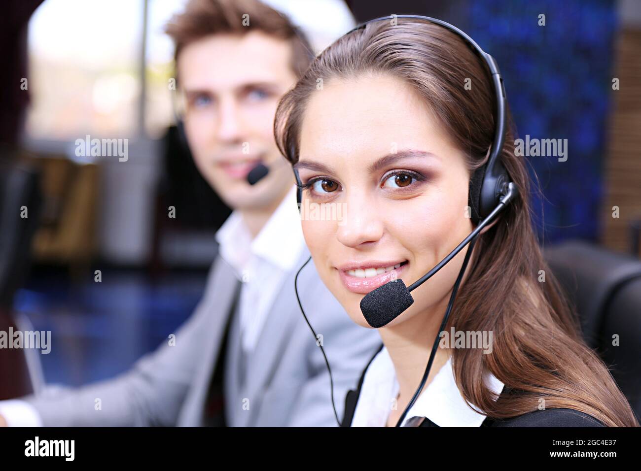 Call center operators at work Stock Photo - Alamy