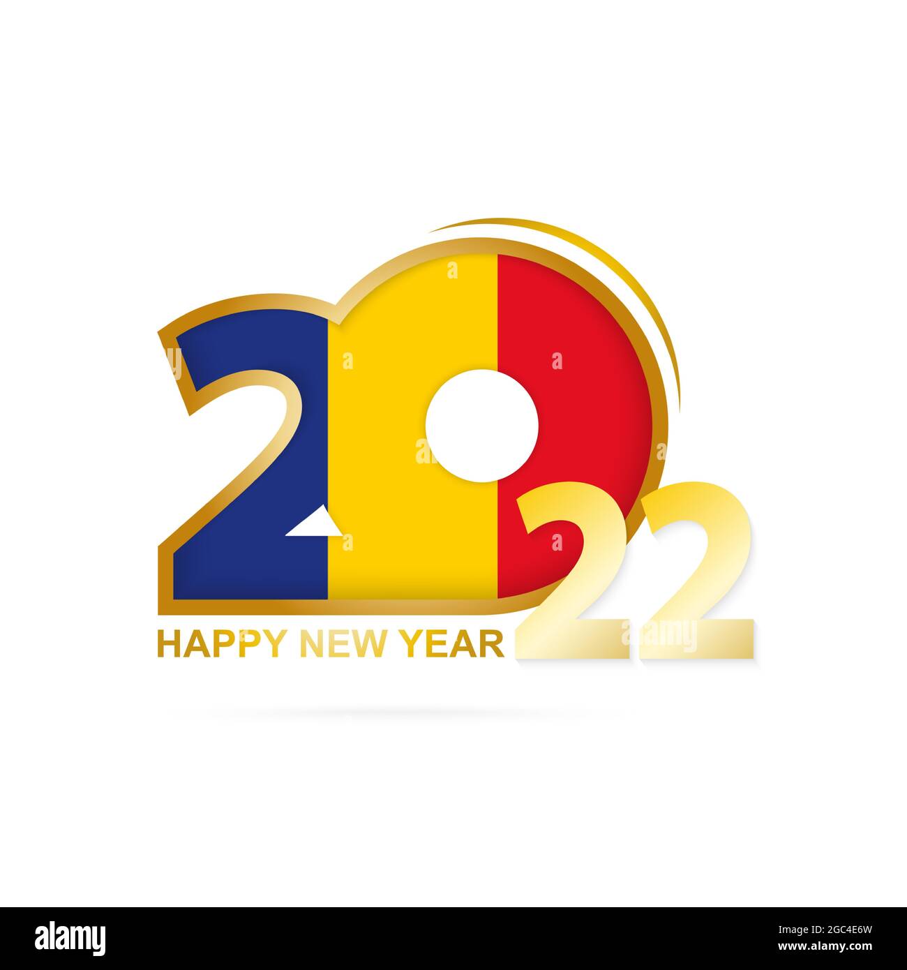 Year 2022 with Romania Flag pattern. Happy New Year Design. Vector ...