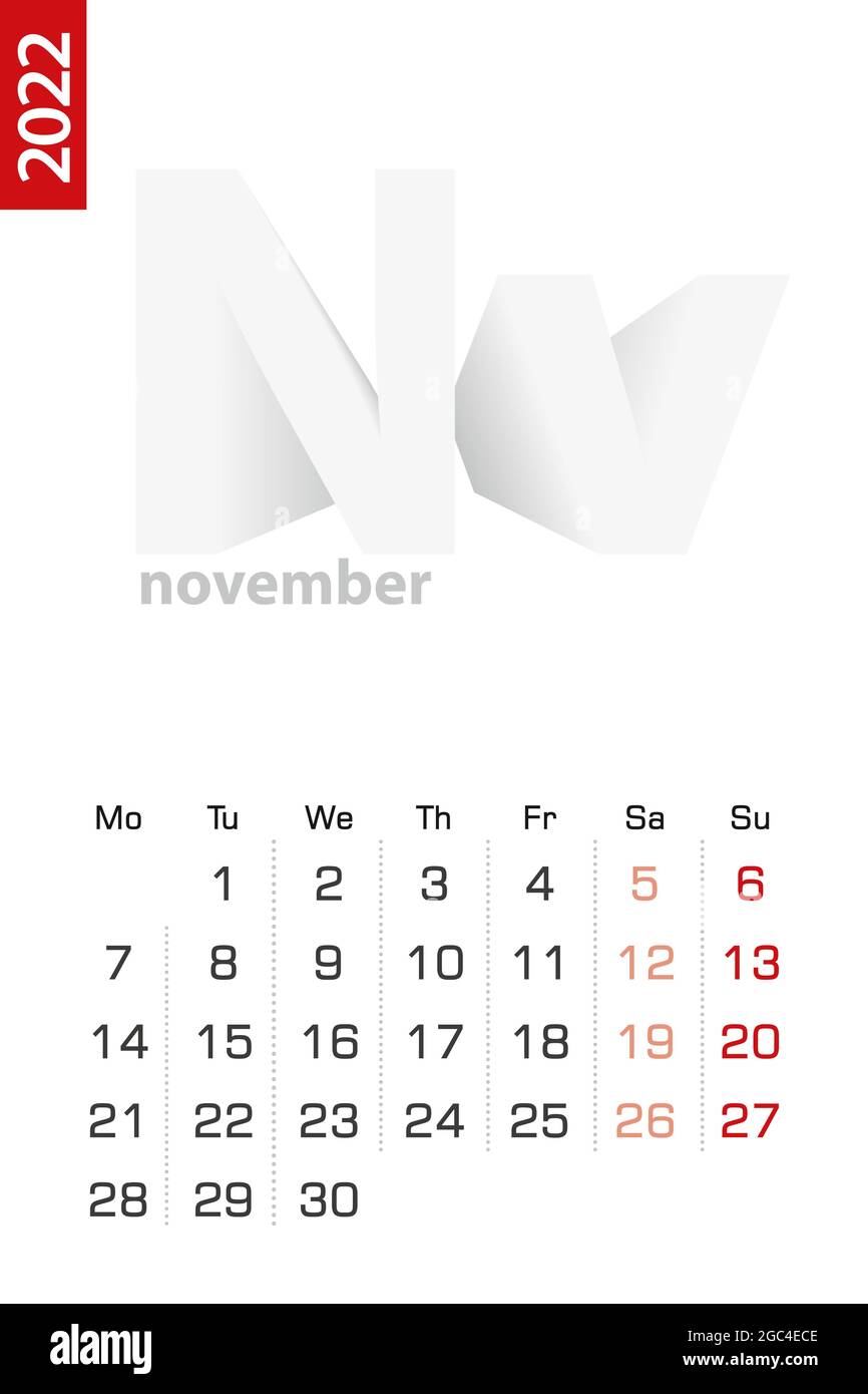 November 2022 Calendar A4 Printable