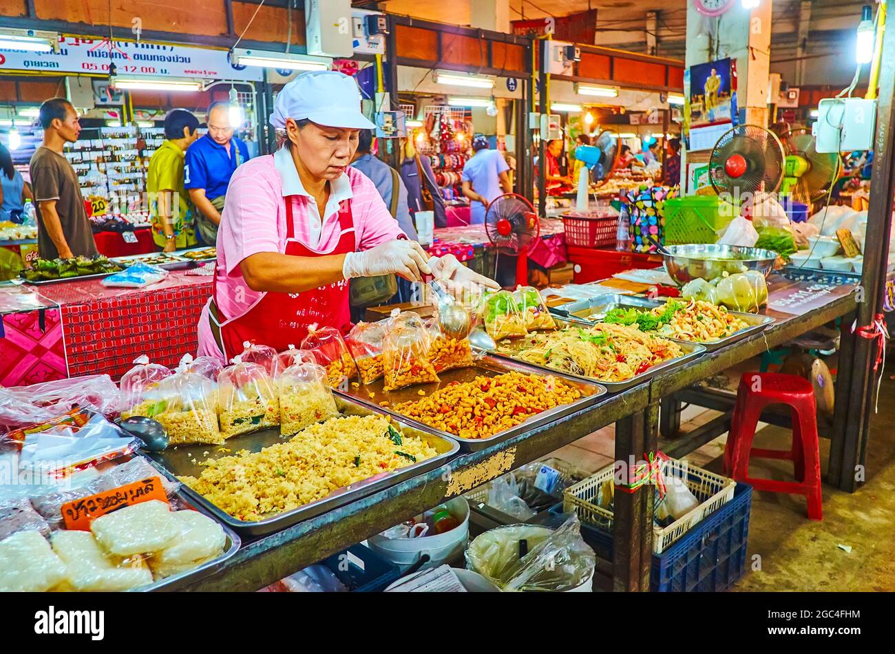 LAMPANG, THAILAND - MAY 8, 2019: The merchant of Thai cuisine stall of ...