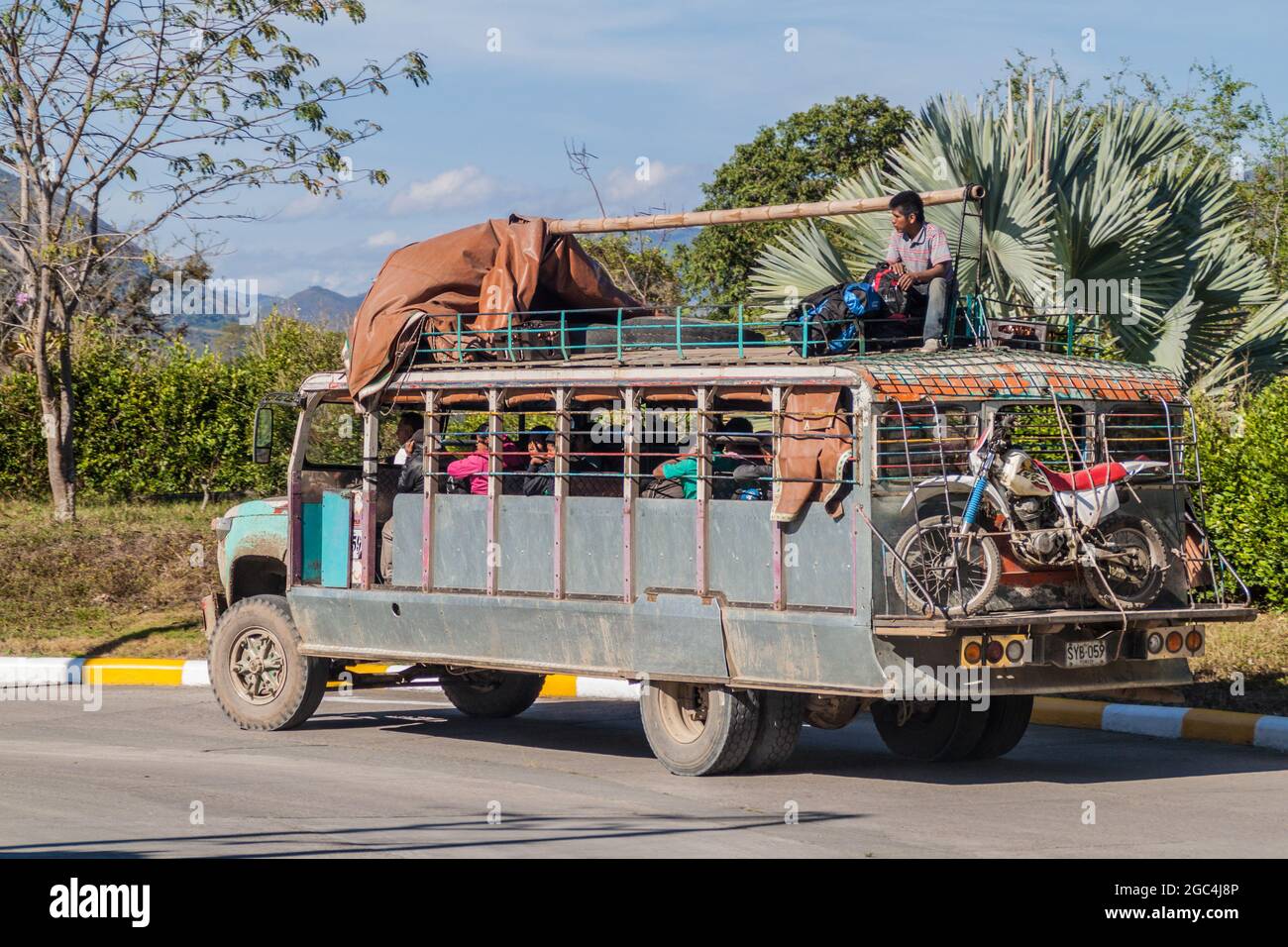 LA PLATA, COLOMBIA - SEPTEMBER 13, 2015: Colorful chiva buses are ...