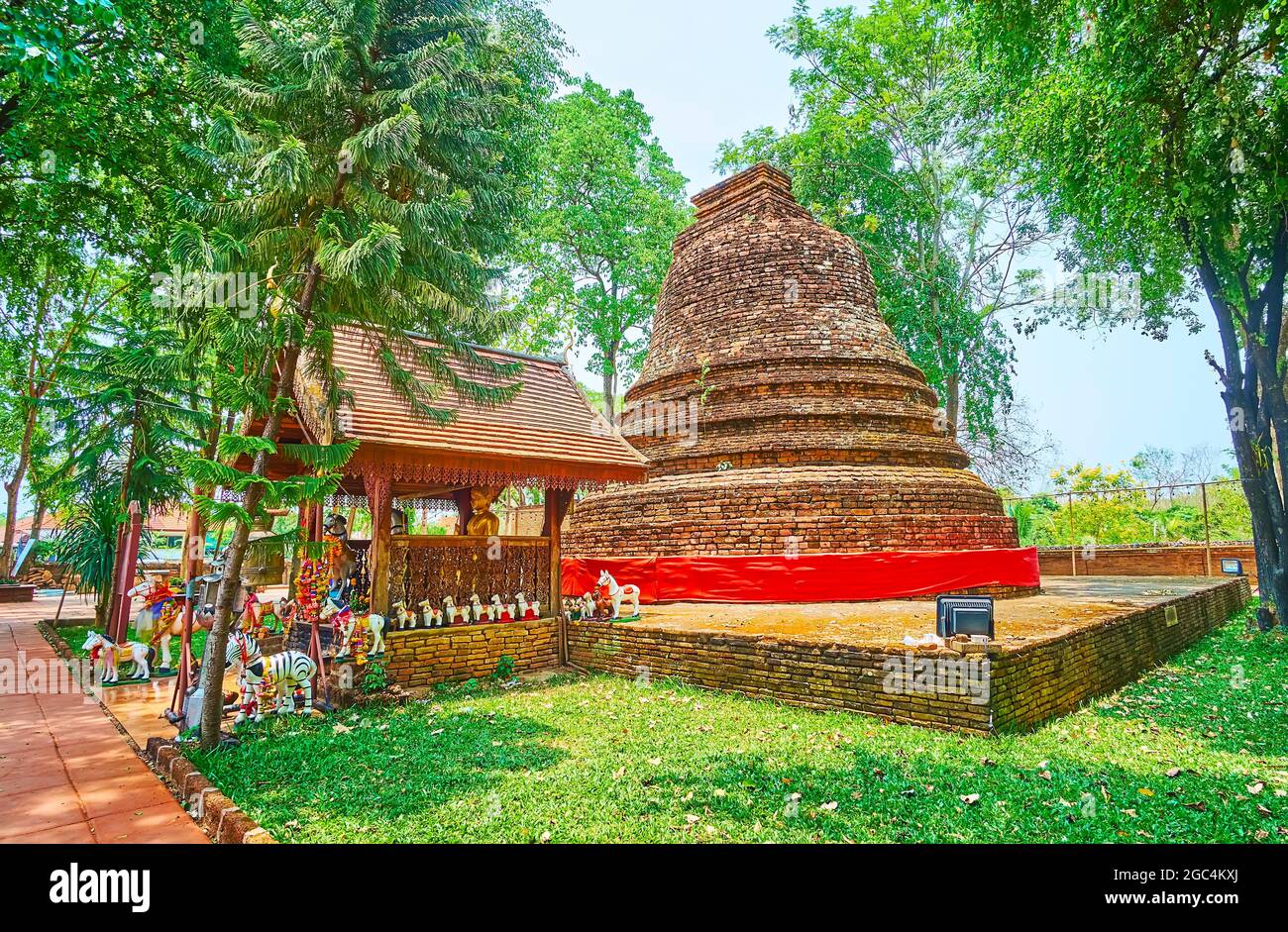 The ruins of the ancient brick Ku Ma stupa, built to store the remains ...
