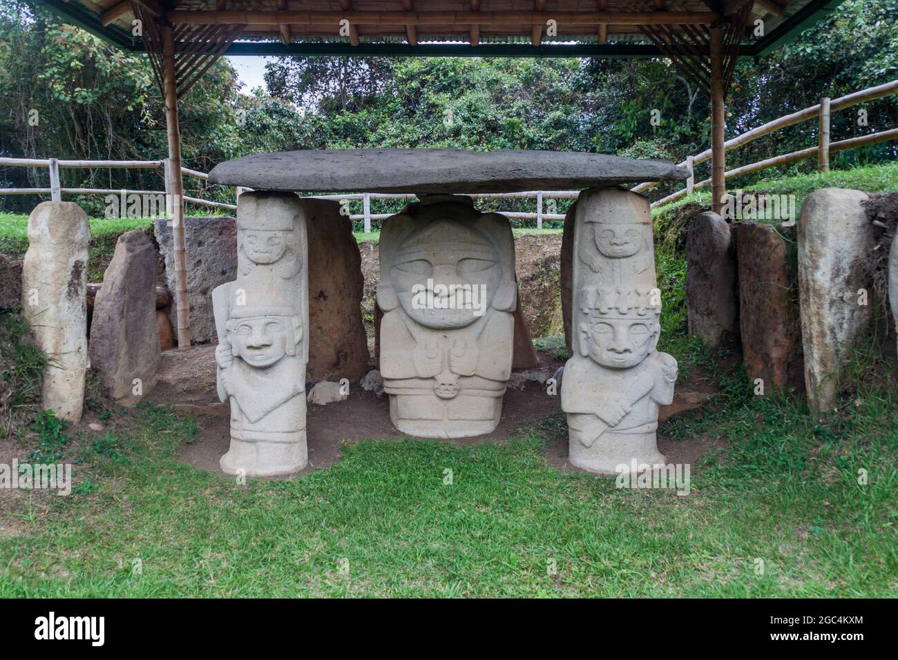 Ancient statues in archeological park in San Agustin, Colombia Stock ...