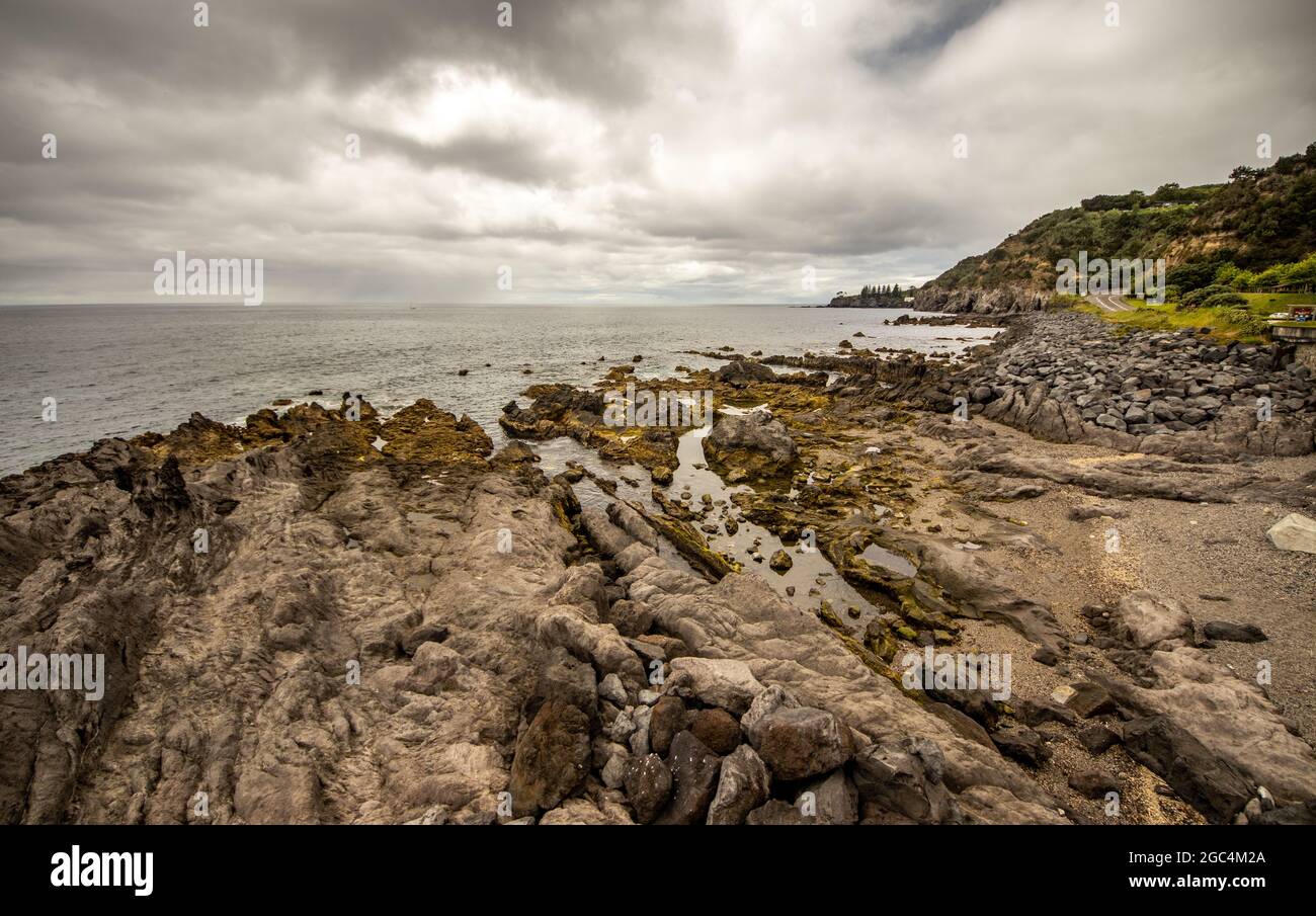 Azores islands, hiking and traveling, ocean and volcanic rocks Stock ...