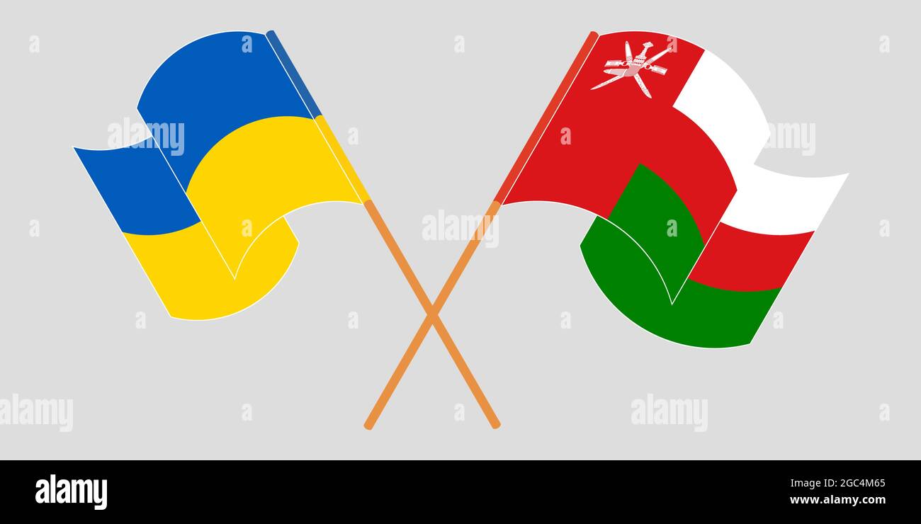 Crossed and waving flags of Ukraine and Oman Stock Vector Image & Art ...