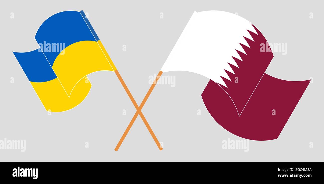 Crossed and waving flags of Ukraine and Qatar Stock Vector Image & Art ...