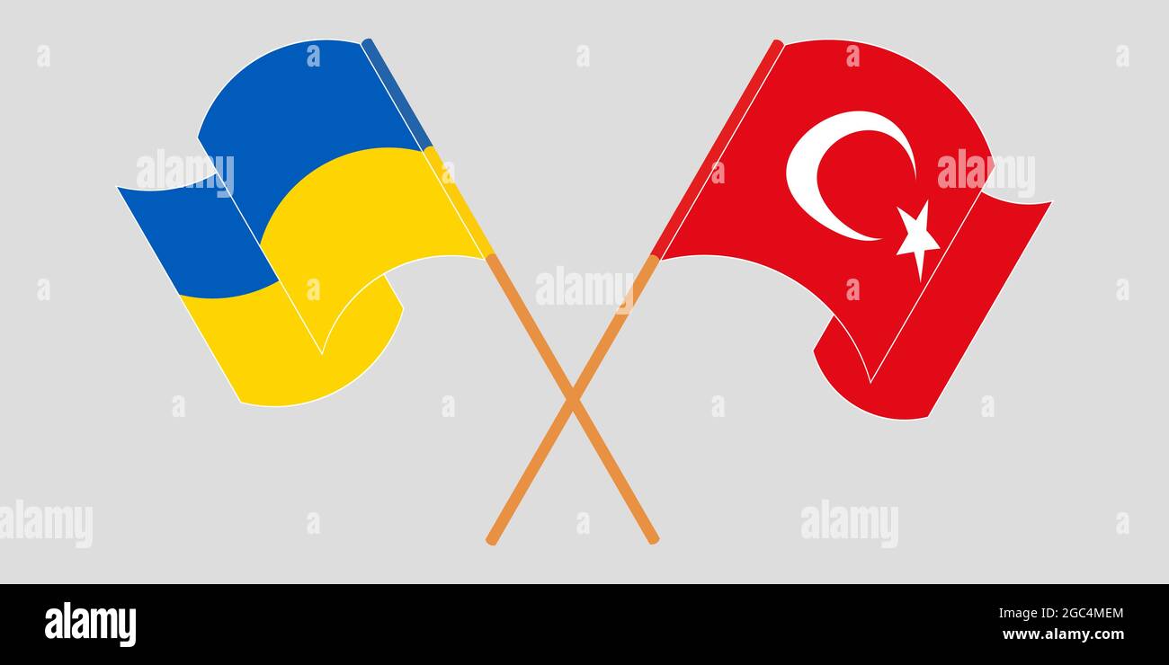 Crossed and waving flags of the Ukraine and Turkey Stock Vector Image ...