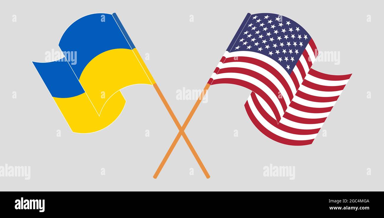 Crossed and waving flags of the Ukraine and the USA Stock Vector Image ...