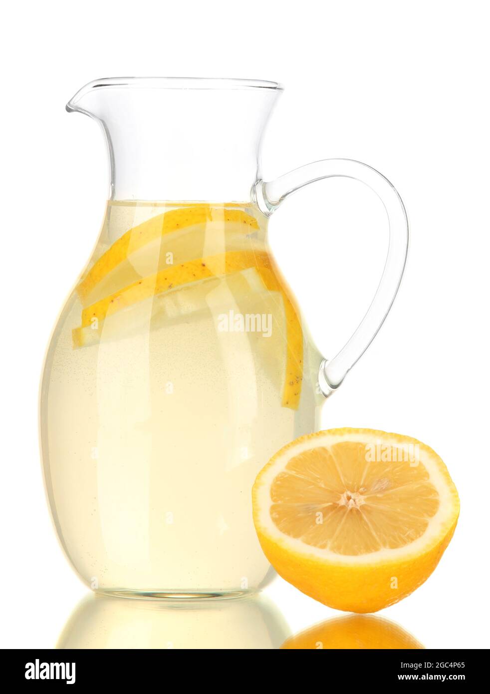 Lemonade in pitcher isolated on white Stock Photo - Alamy