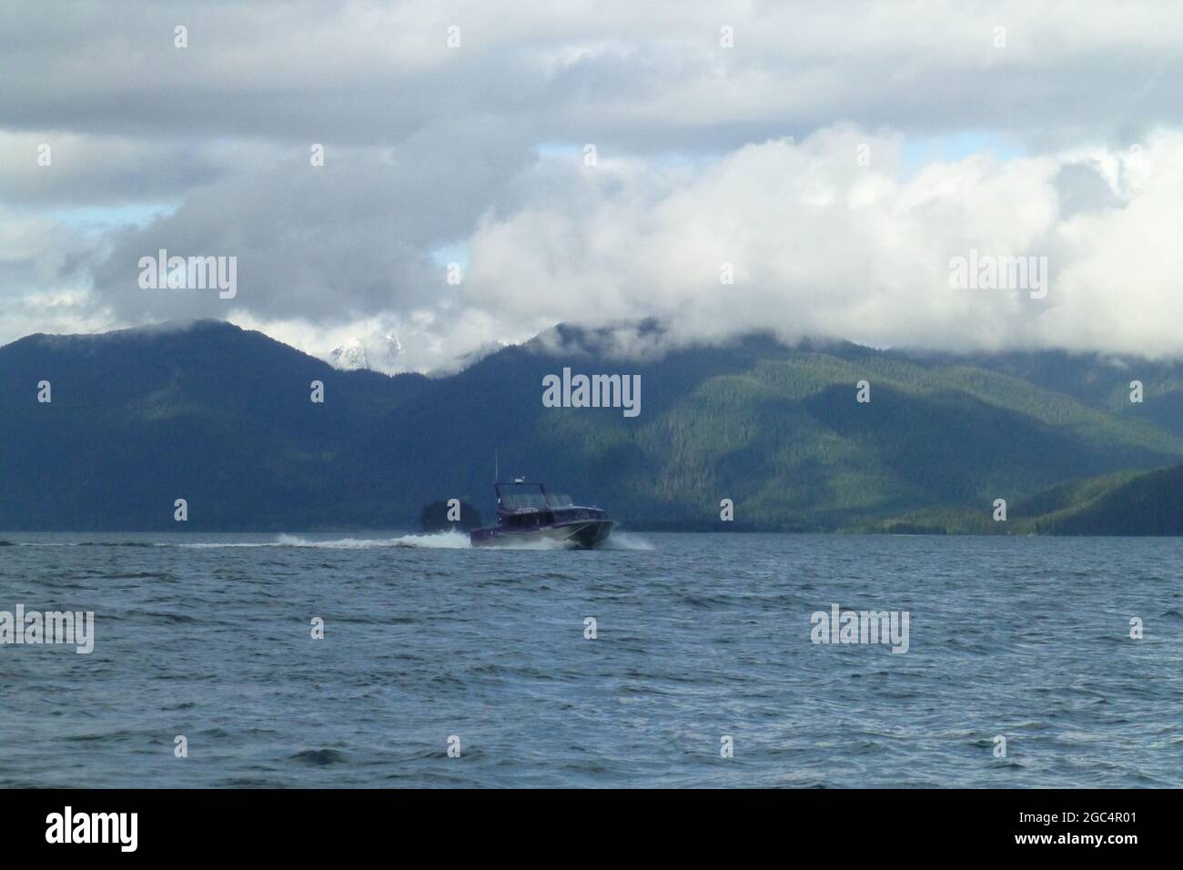 boat whale hunting in bad weather in Alaska Stock Photo - Alamy