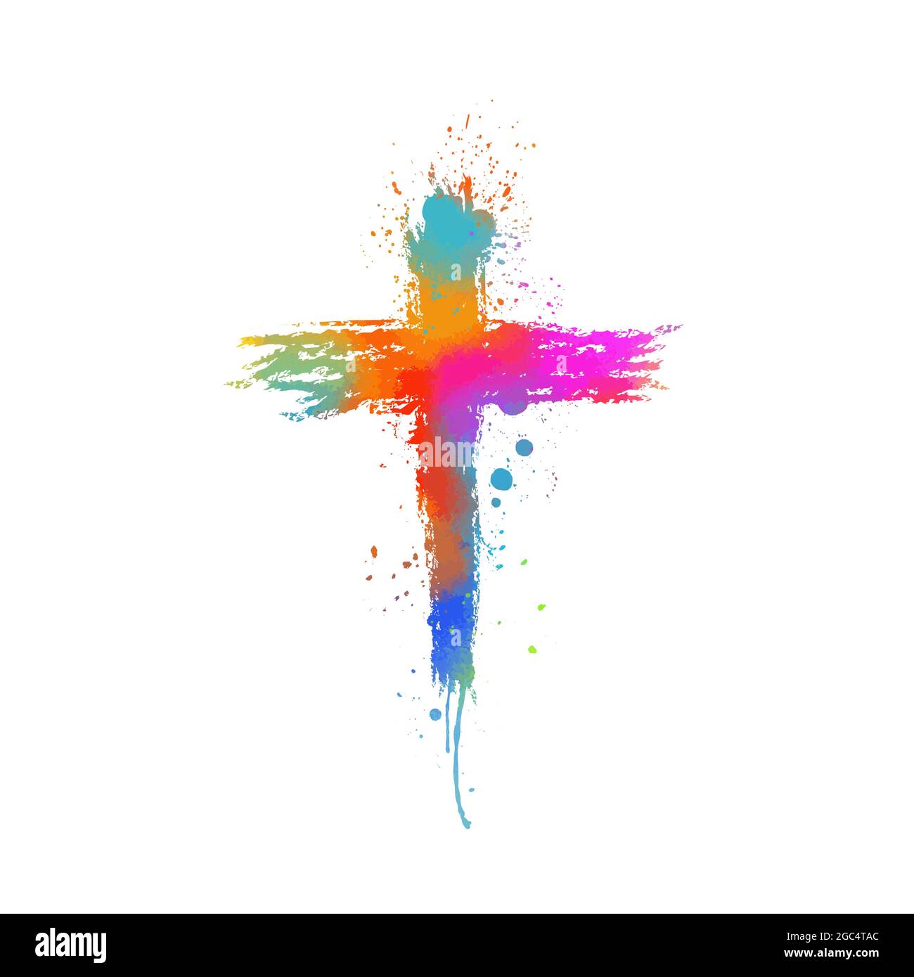 Multi-colored cross. Cross made of rainbow blots. Vector illustration ...