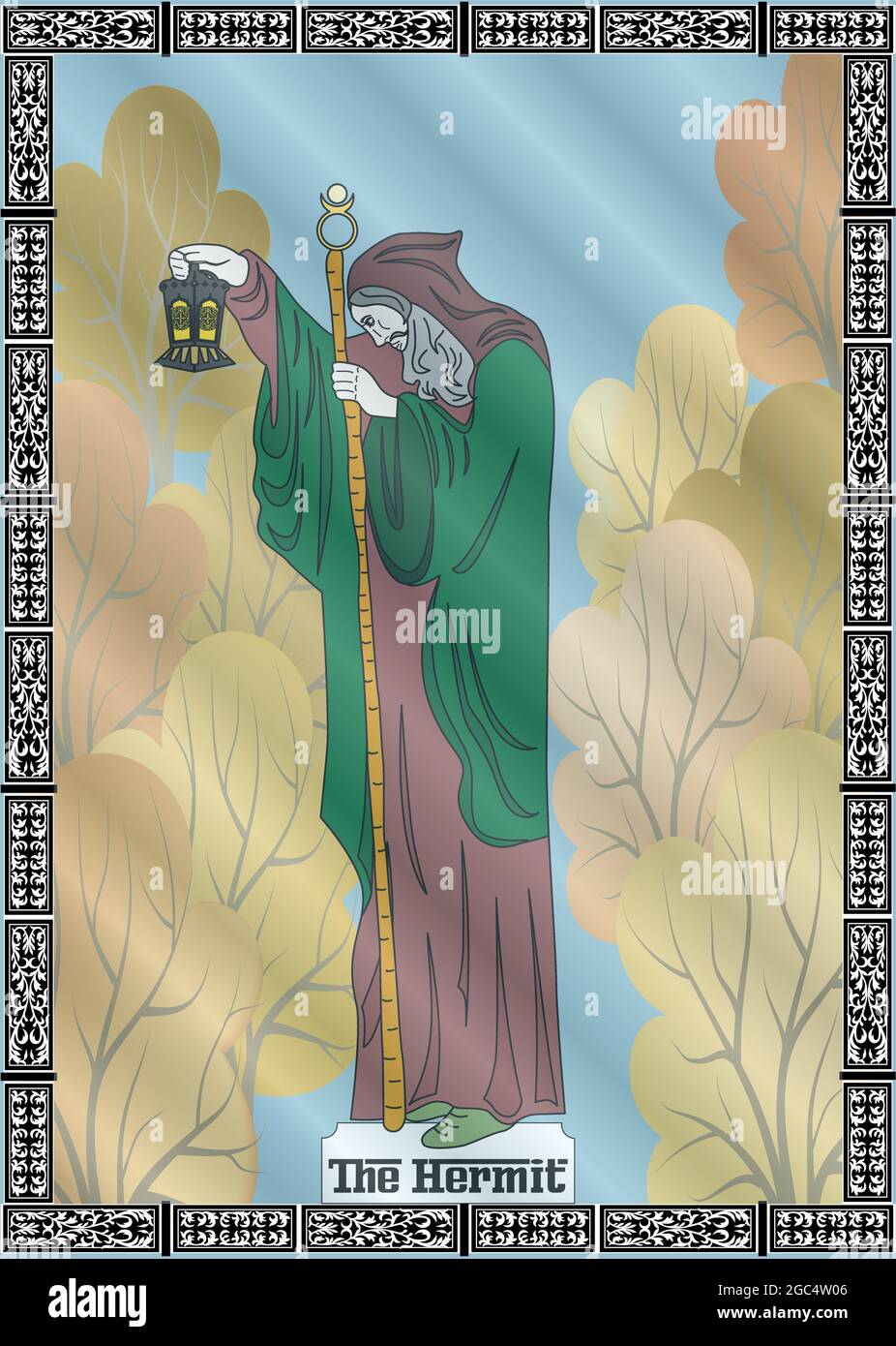 Tarot card Hermit Stock Vector Image & Art - Alamy